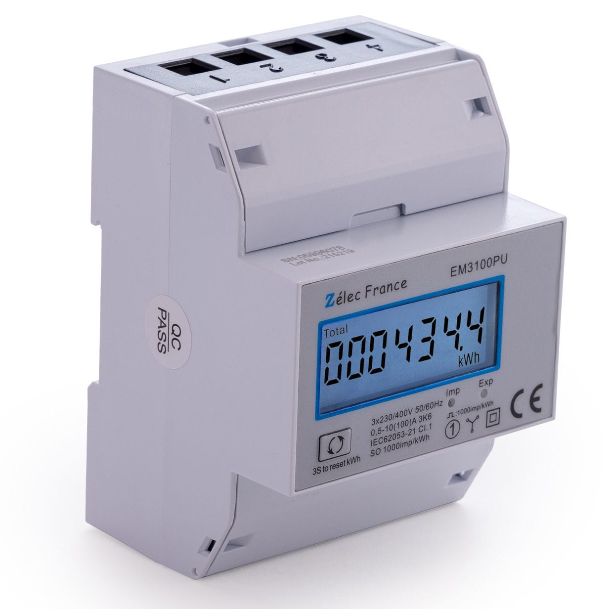 Contatore di energia elettrica trifase - EM3100PU - ZELEC - monofase ...