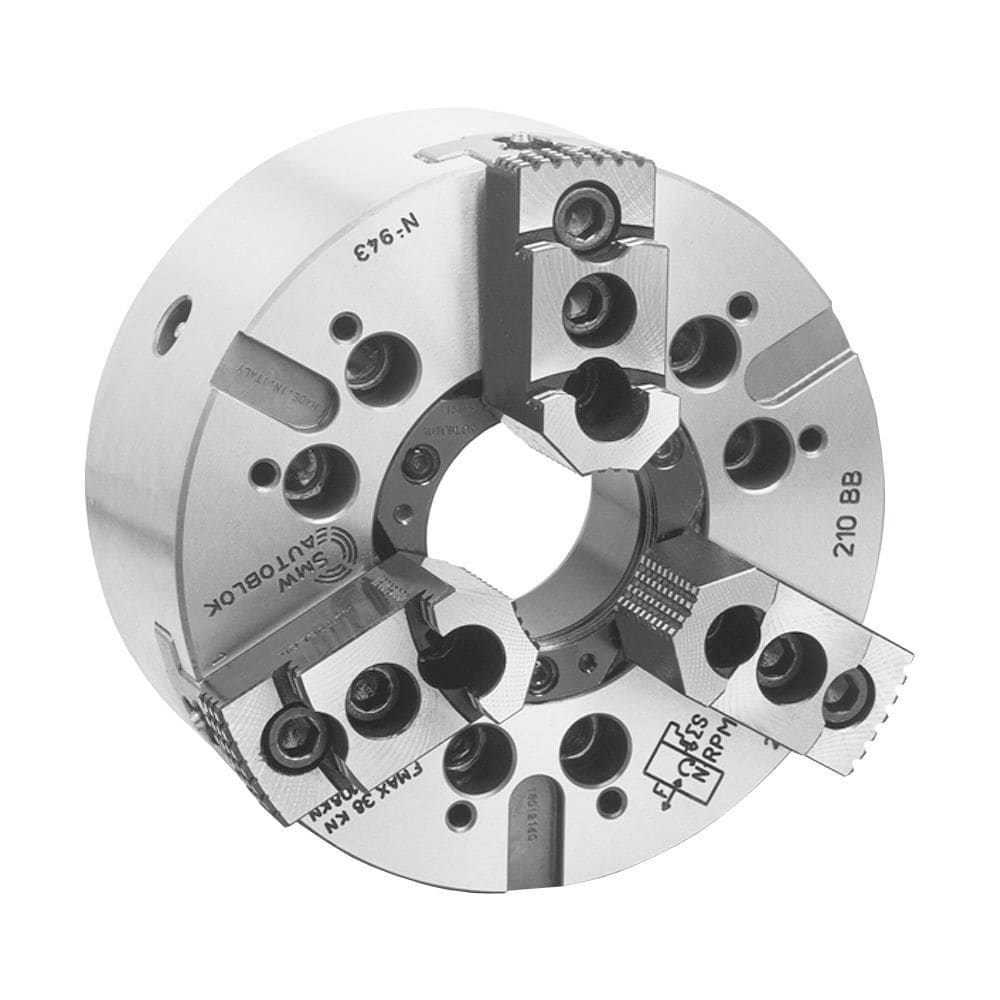 Mandrino automatico - BB series - SMW AUTOBLOK - 3 ganasce / con foro passante / di precisione