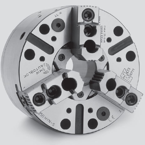 Mandrino automatico - HYND-S - SMW AUTOBLOK - 3 ganasce / con foro passante / per lavorazione